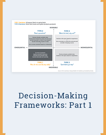 Decision-Making Frameworks: Part 1 Decision-Making Frameworks: Part 1